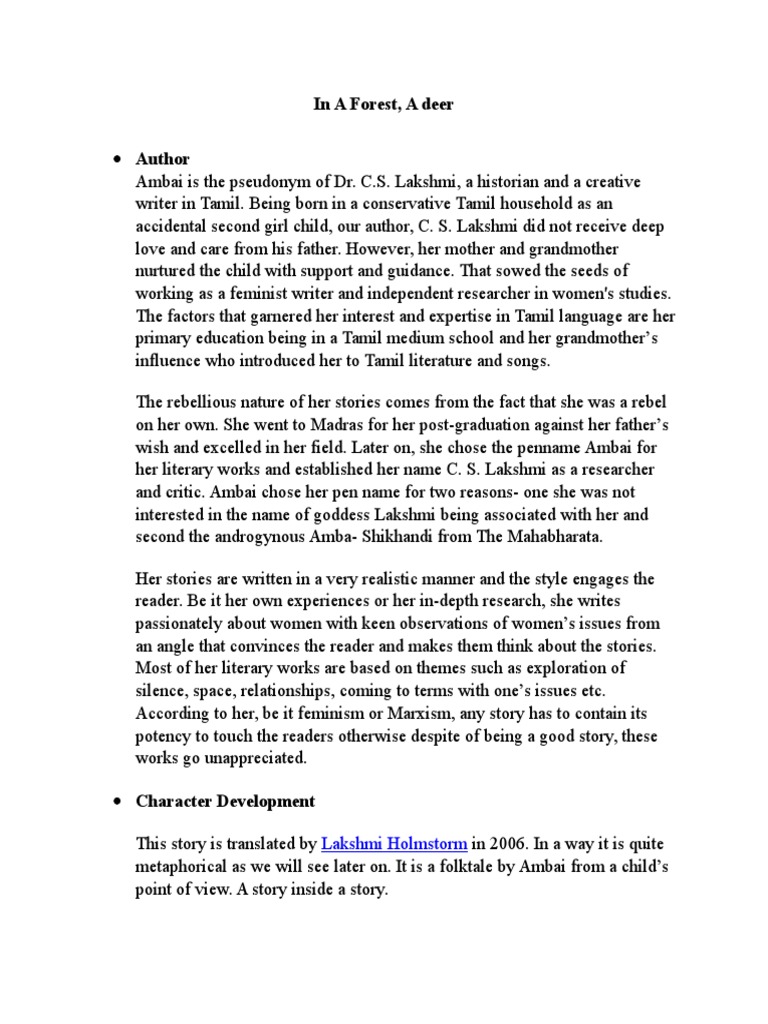 In A Forest, A Deer | PDF | Narration | Storytelling