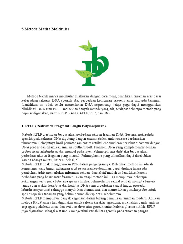 5 Metode Marka Molekuler | PDF