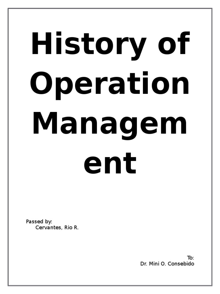 History of Operations Management | PDF