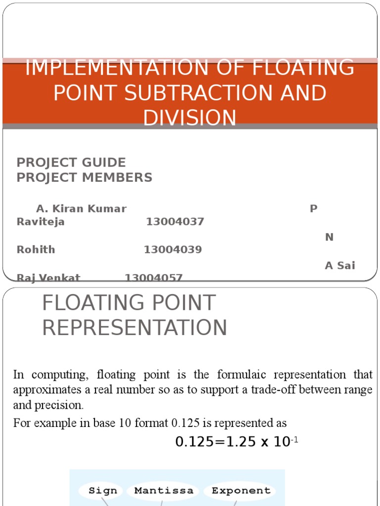 floating point subtraction and division | Discrete Mathematics | Arithmetic