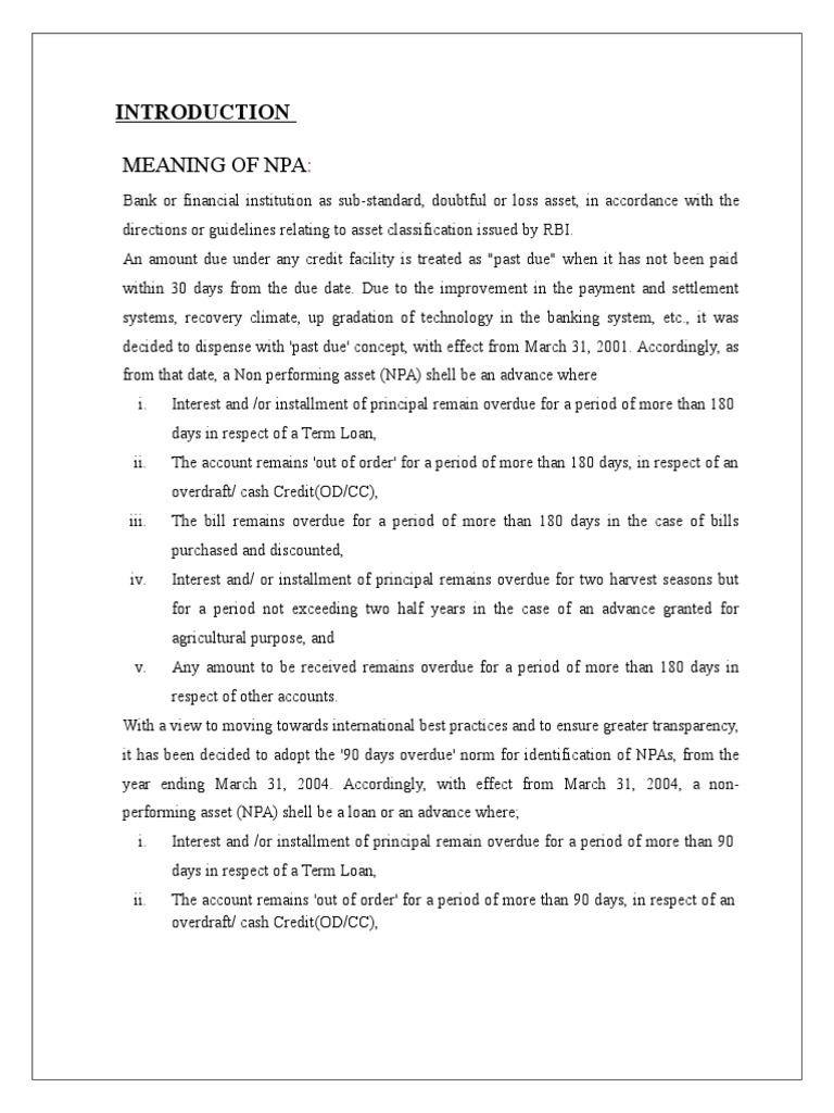 Meaning of Npa | PDF | Credit (Finance) | Banks