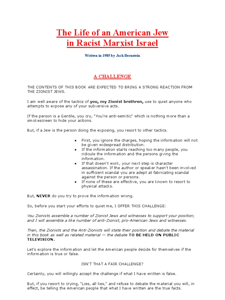 The Life of An American Jew - Jack Bernstein | PDF | Israel | World ...