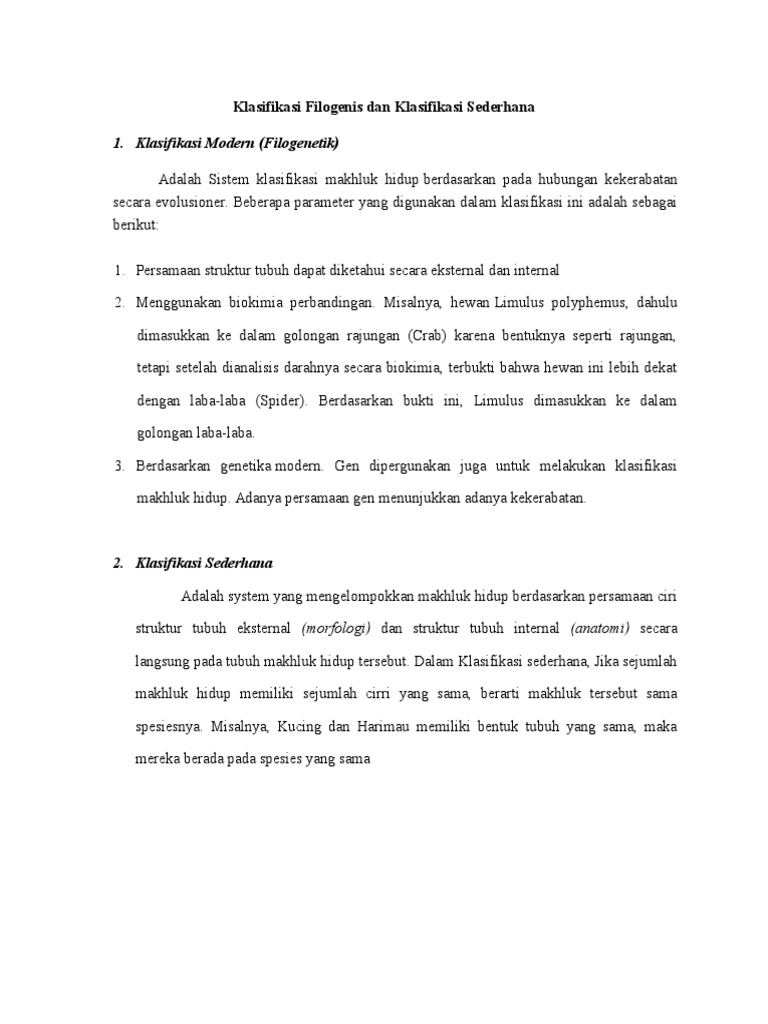 Klasifikasi Filogenetik Makhluk Hidup | PDF