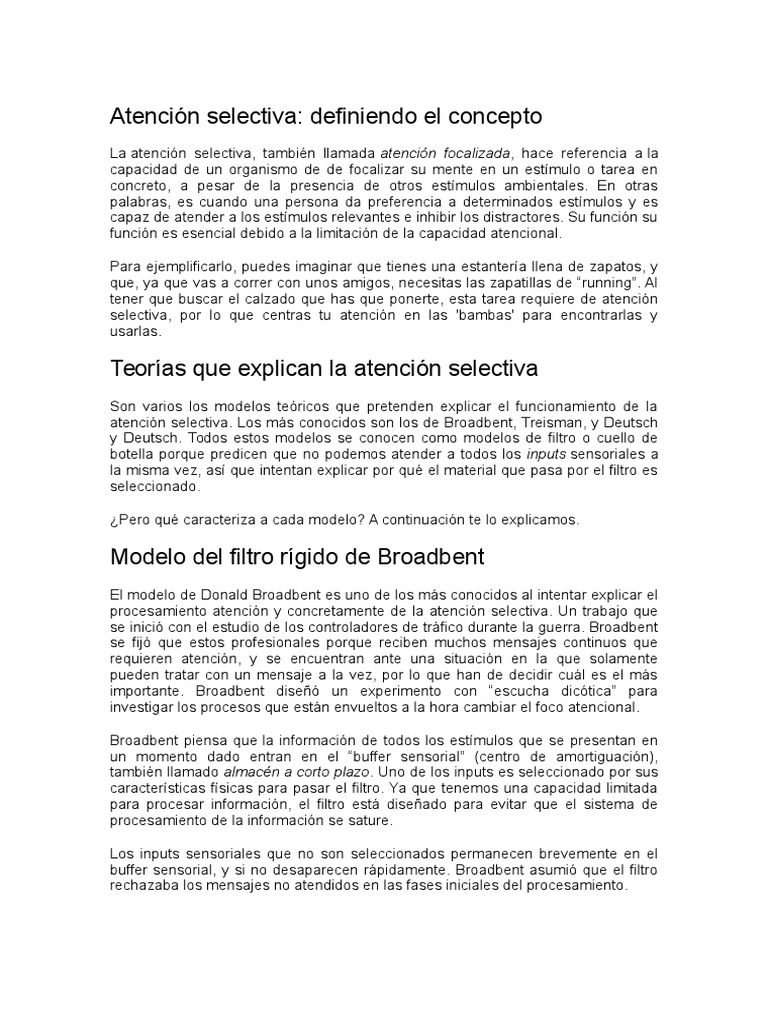 Atención Selectiva | PDF | Atención | Psicología cognitiva