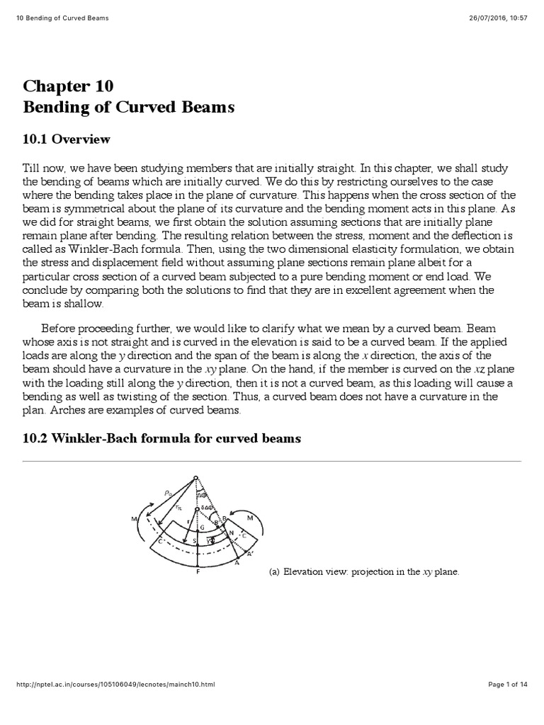 Bending of Curved Beams | Download Free PDF | Bending | Stress (Mechanics)