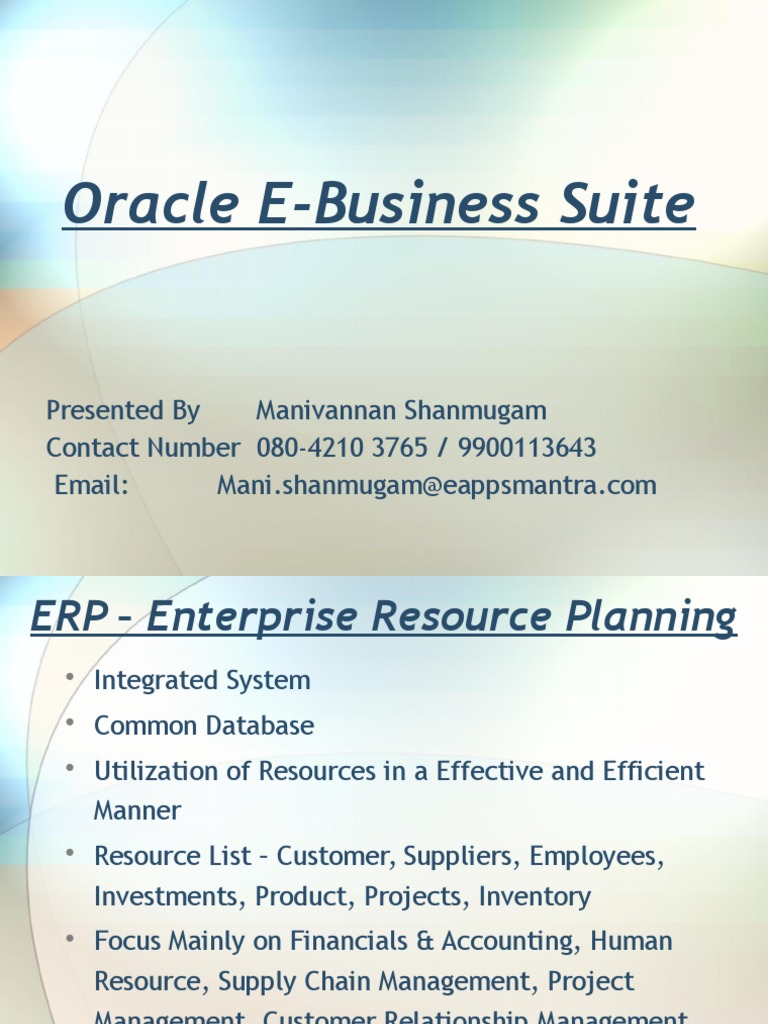 Oracle E-Business Suite Overview and Implementation Guide | PDF ...