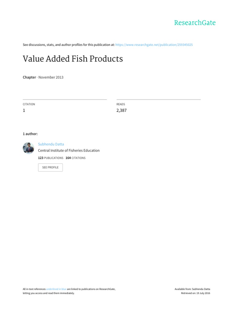 Value Added Fish Products | PDF | Curry | Ginger