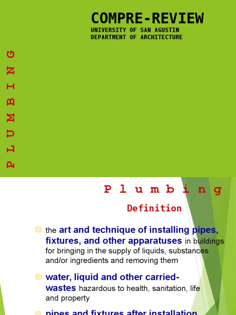 Lecture Plumbing Pdf Water Purification Water Heating