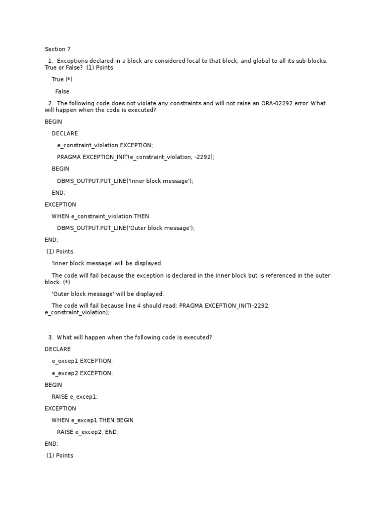 Oracle Practice Quiz | PDF