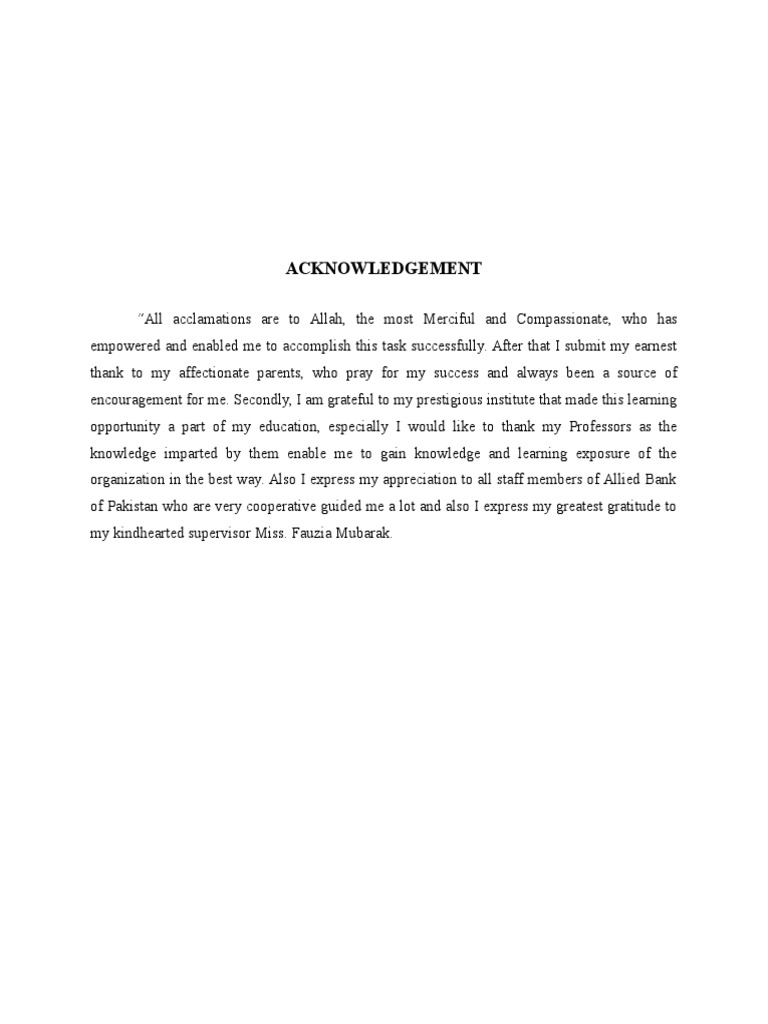 Acknowledgement: "All Acclamations Are To Allah, The Most Merciful and ...