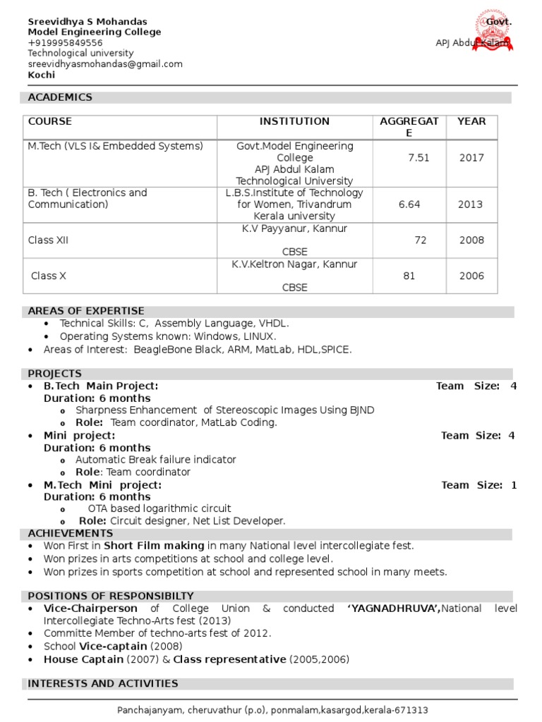 +919995849556 APJ Abdul Kalam Technological University: Sreevidhya S Mohandas Govt. Model ...
