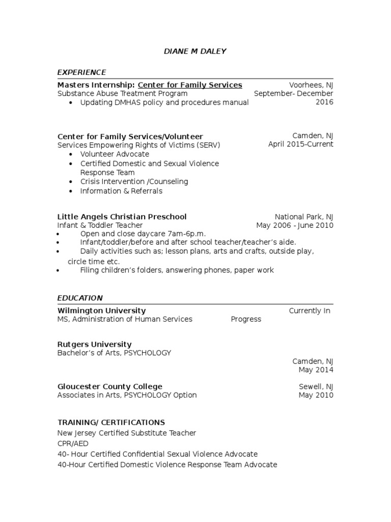 Diane M Daley Resume | PDF | Career & Growth | Self-Improvement