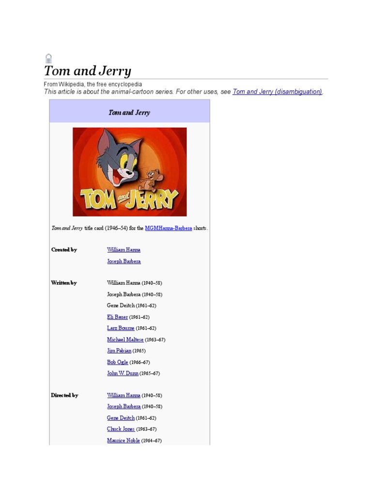 Tom and Jerry | PDF | Hanna Barbera | Cartoon