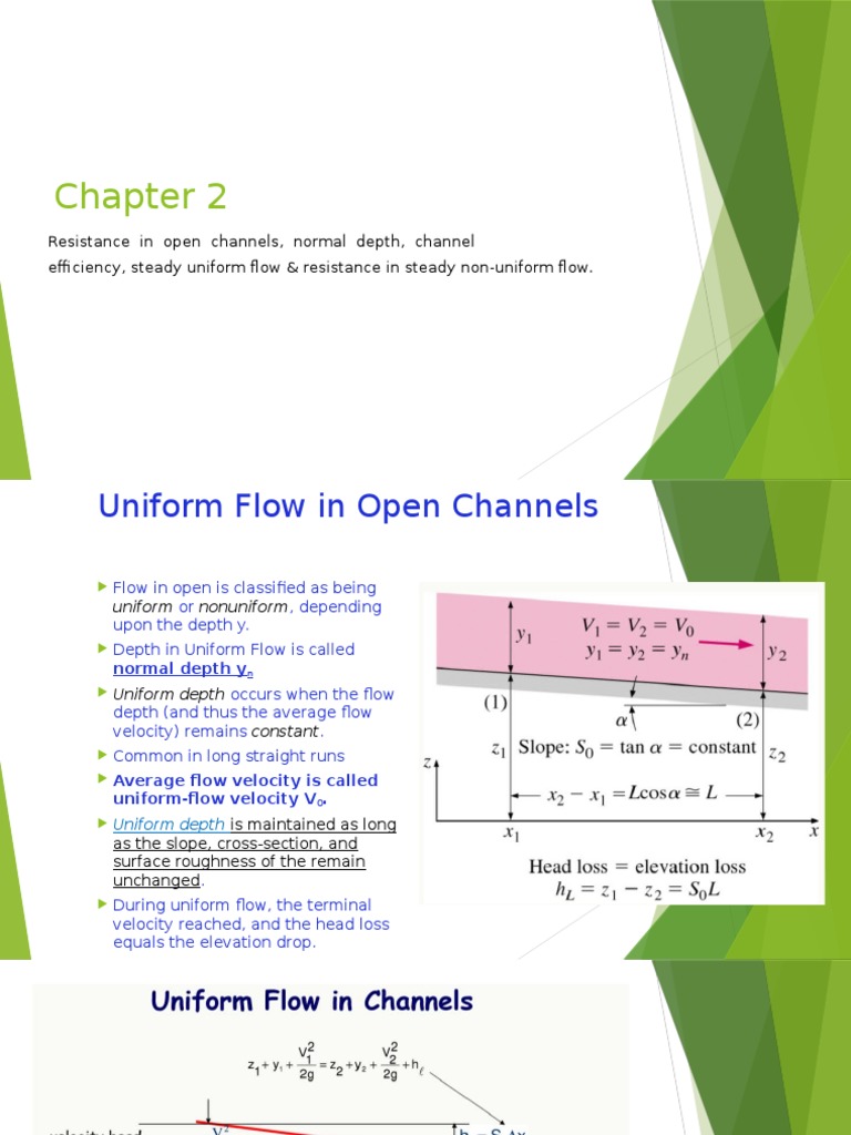 Resistance in Open Channels, Normal Depth, Channel Efficiency, Steady ...