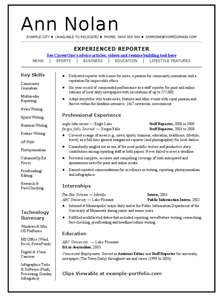 CV Template Journalist | PDF