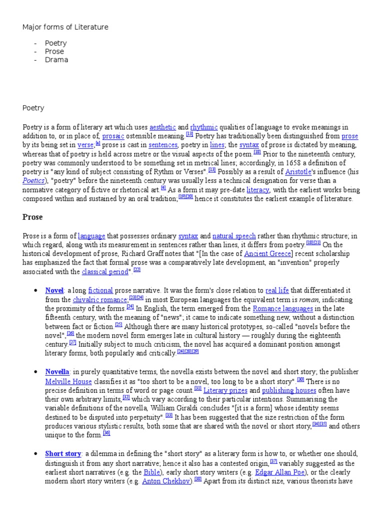 Major Forms of Literature | Download Free PDF | Prose | Poetry