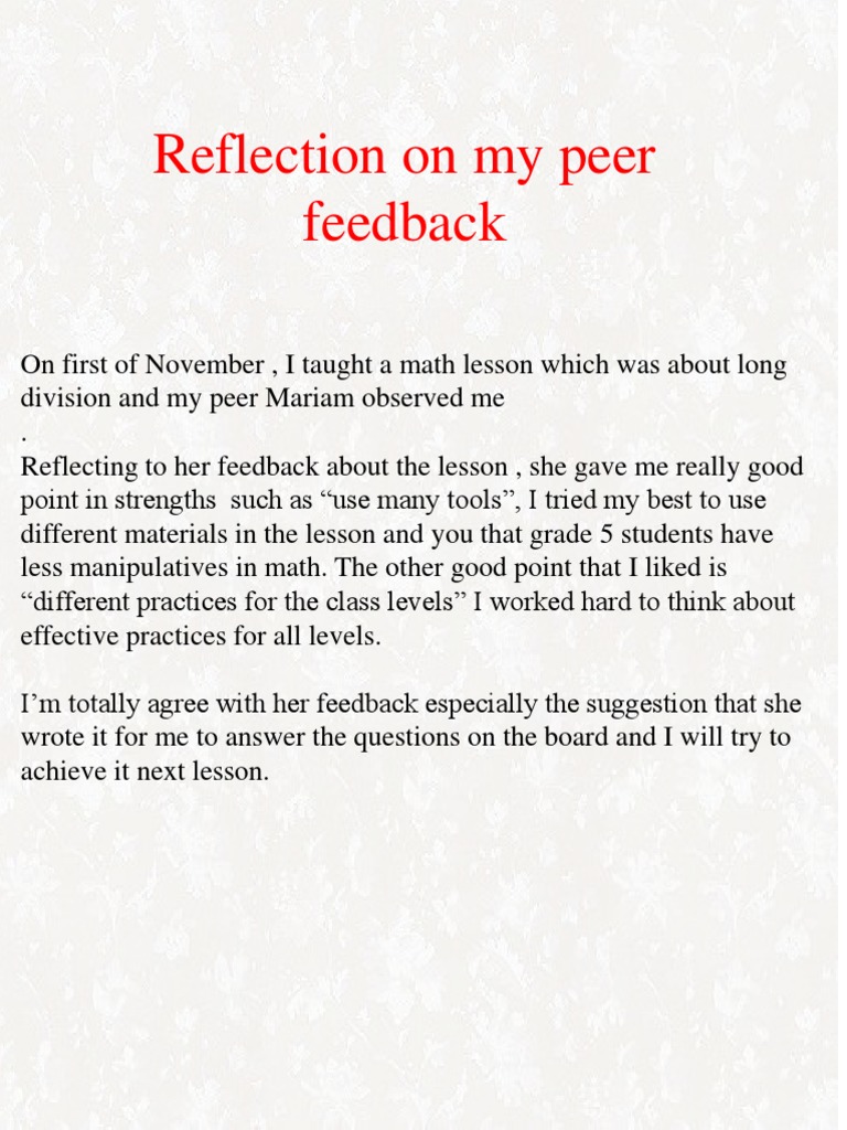 Peer Reflection | PDF