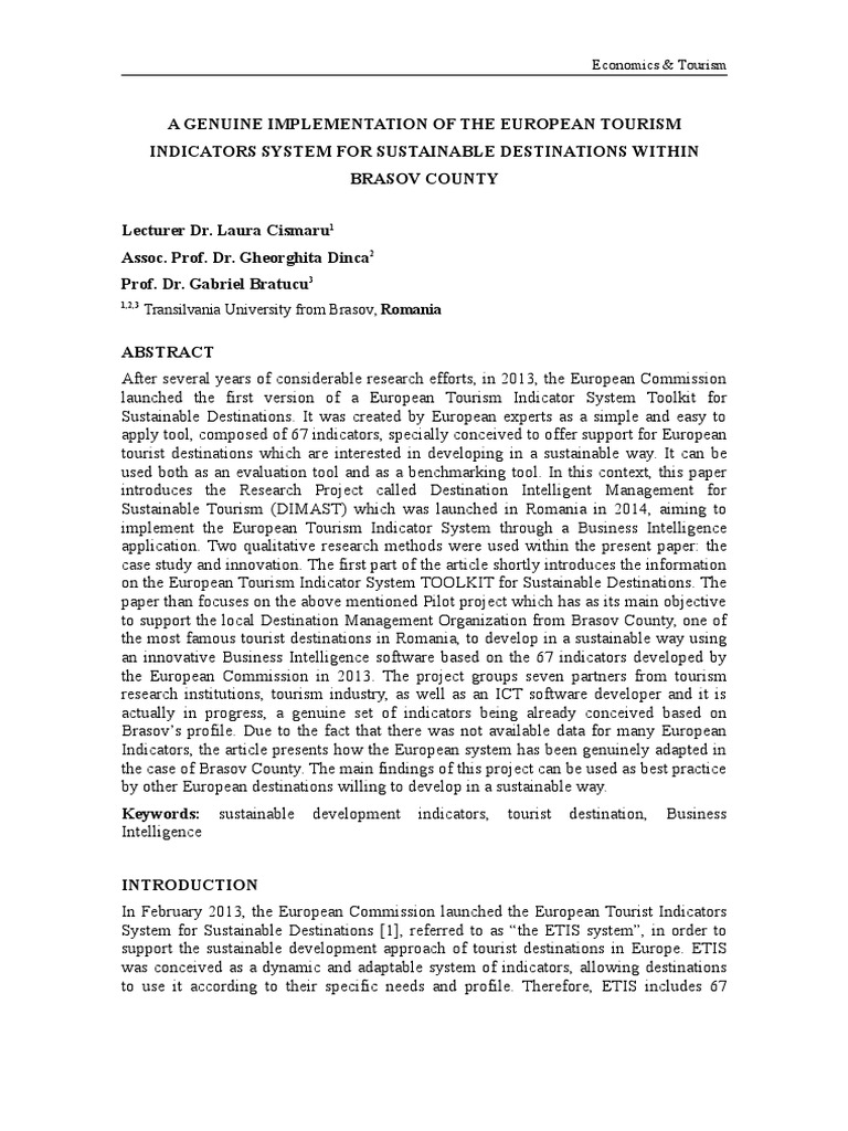 A GENUINE IMPLEMENTATION OF THE EUROPEAN TOURISM INDICATORS SYSTEM FOR ...