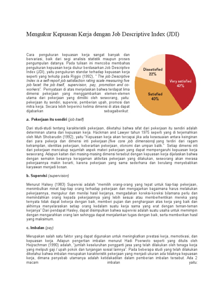 Mengukur Kepuasan Kerja Dengan Job Descriptive Index | PDF