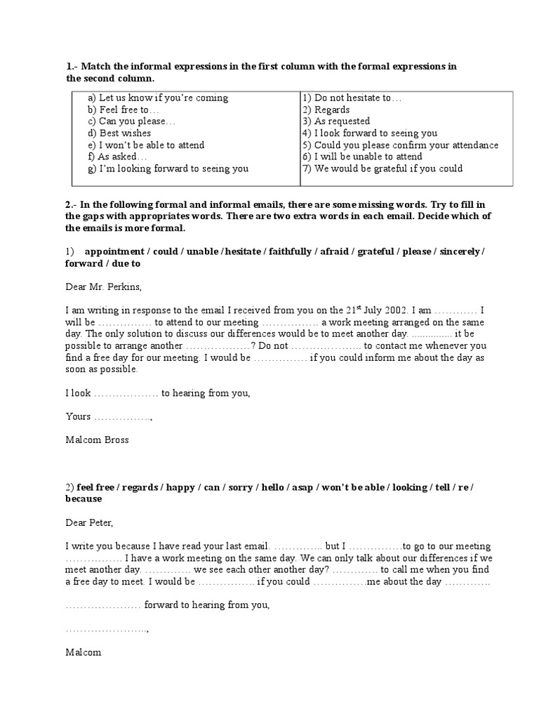 Formal and Informal Language Letter | PDF | Business