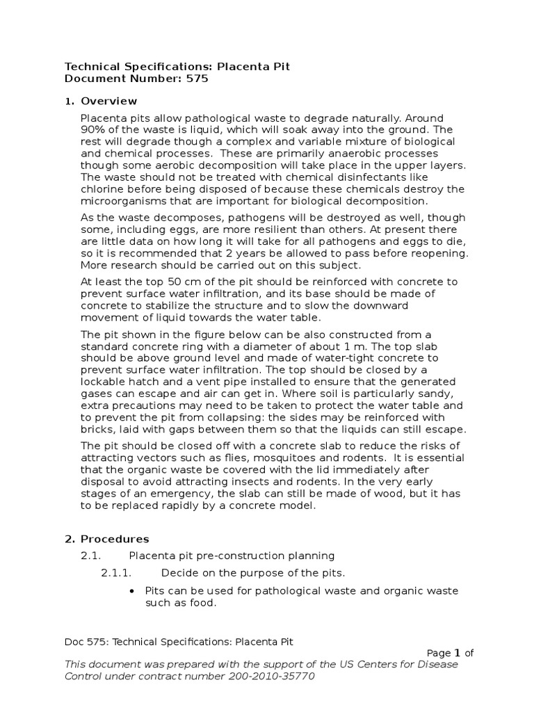 Placenta Pit Construction Guidelines | PDF | Decomposition | Waste