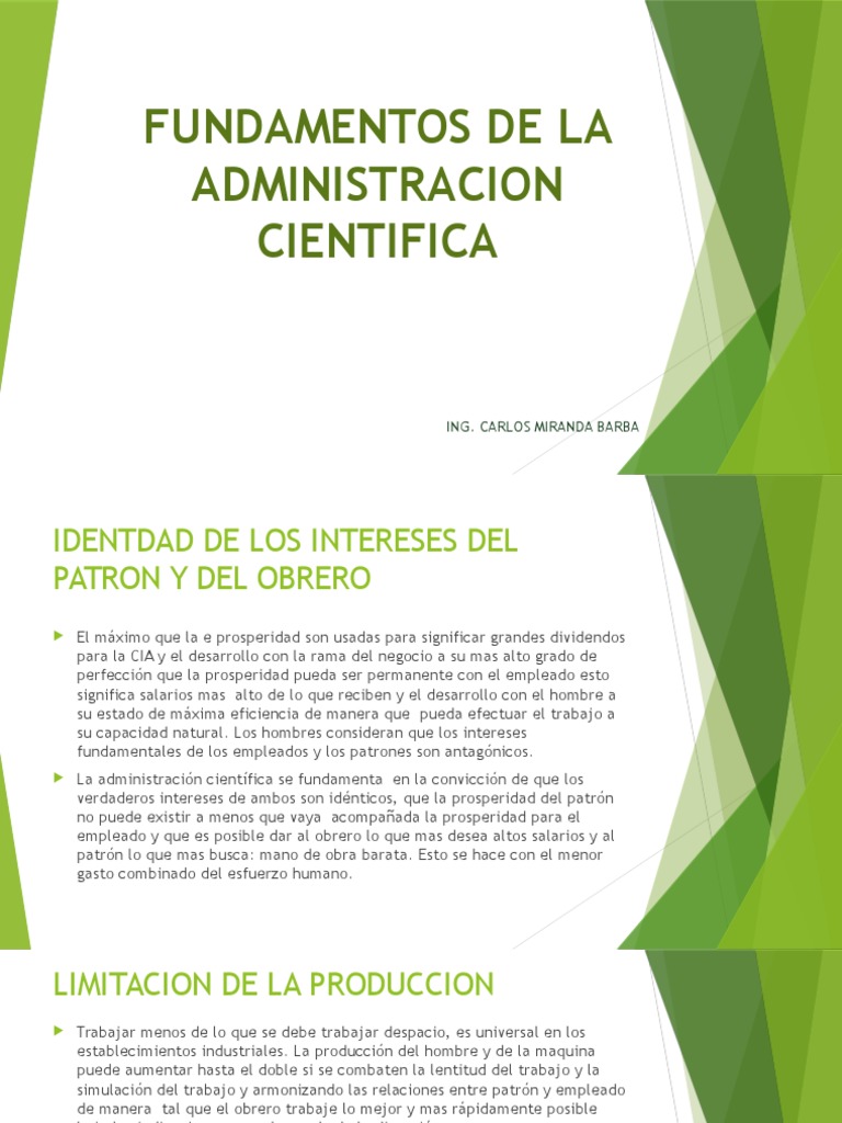 Fundamentos De La Administracion Cientifica Pdf Salario Economias