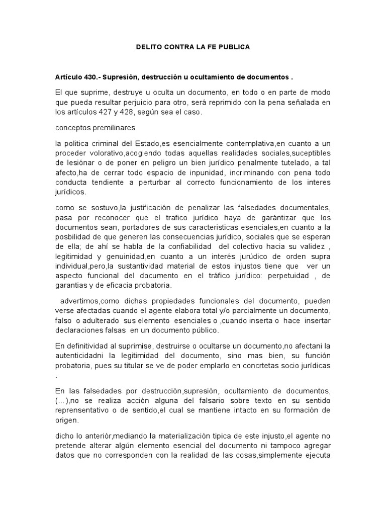 Delito Contra La Fe Publica Trabajo Darwin | PDF | Intención (Derecho Penal) | Castigos