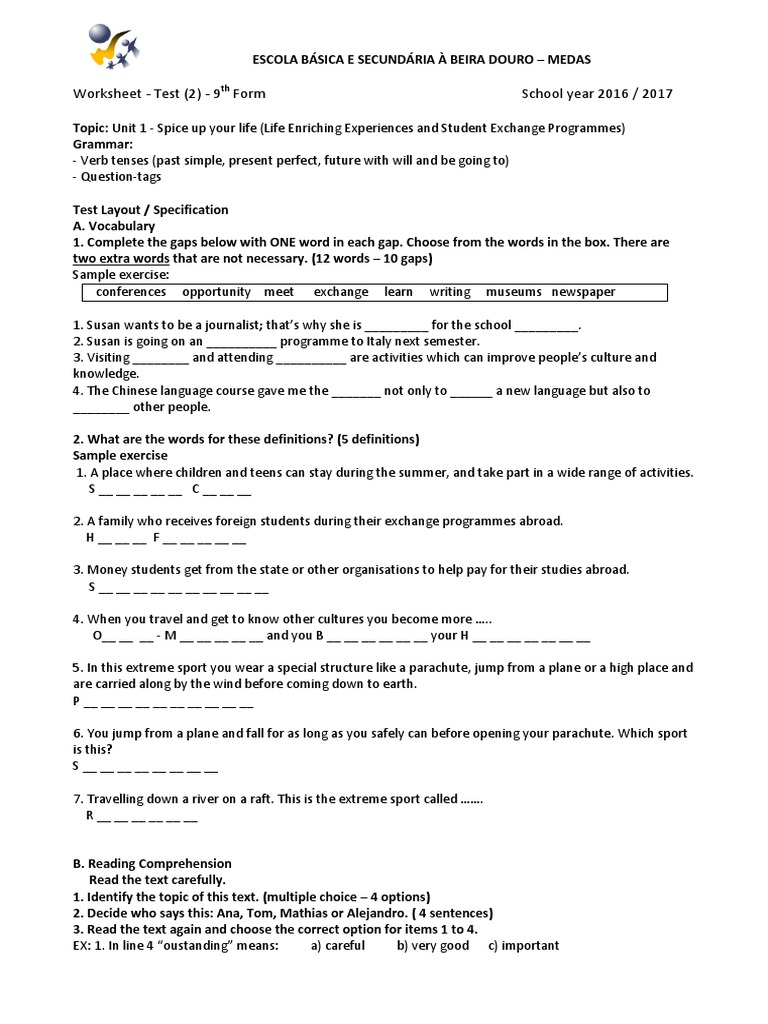 Worksheet Test (2) Layout | PDF | Linguistics | Cognition
