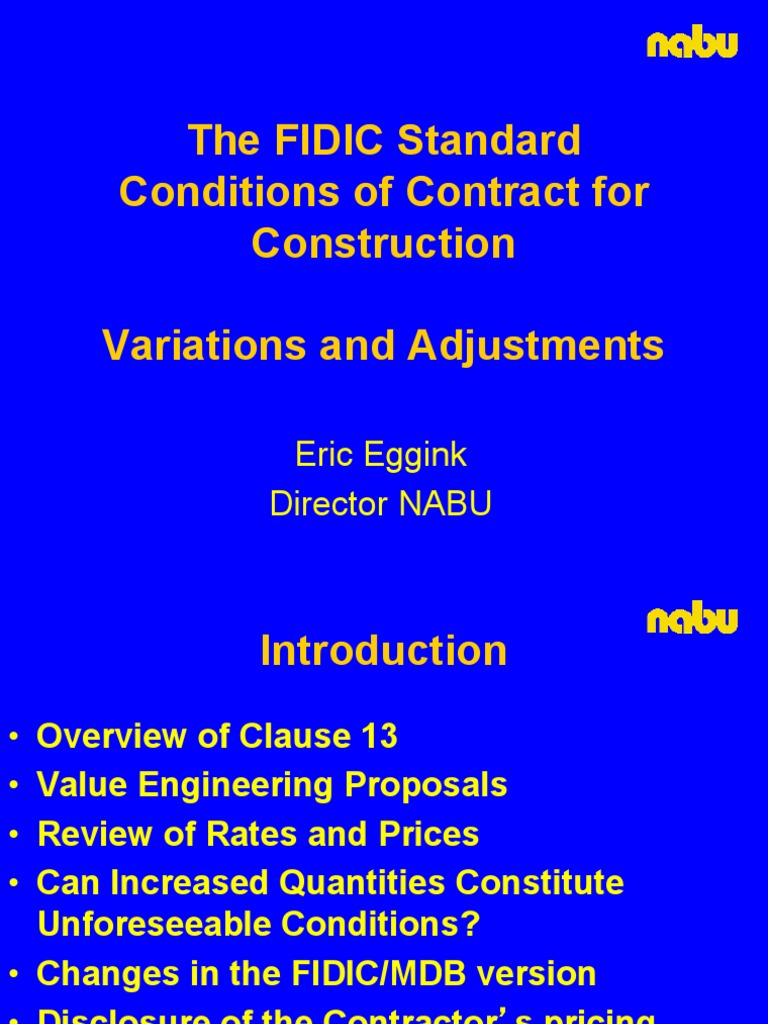 FIDIC - Variation & Adjustment | PDF | General Contractor | Common Law
