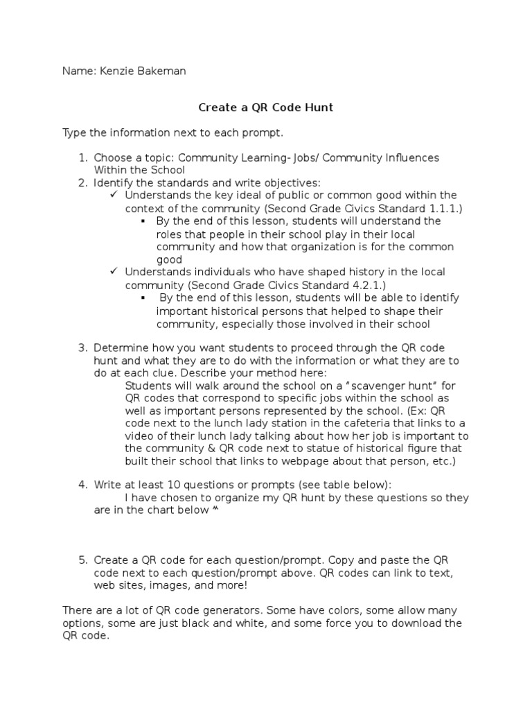 QR Code Hunt | PDF | Qr Code | Physical Education