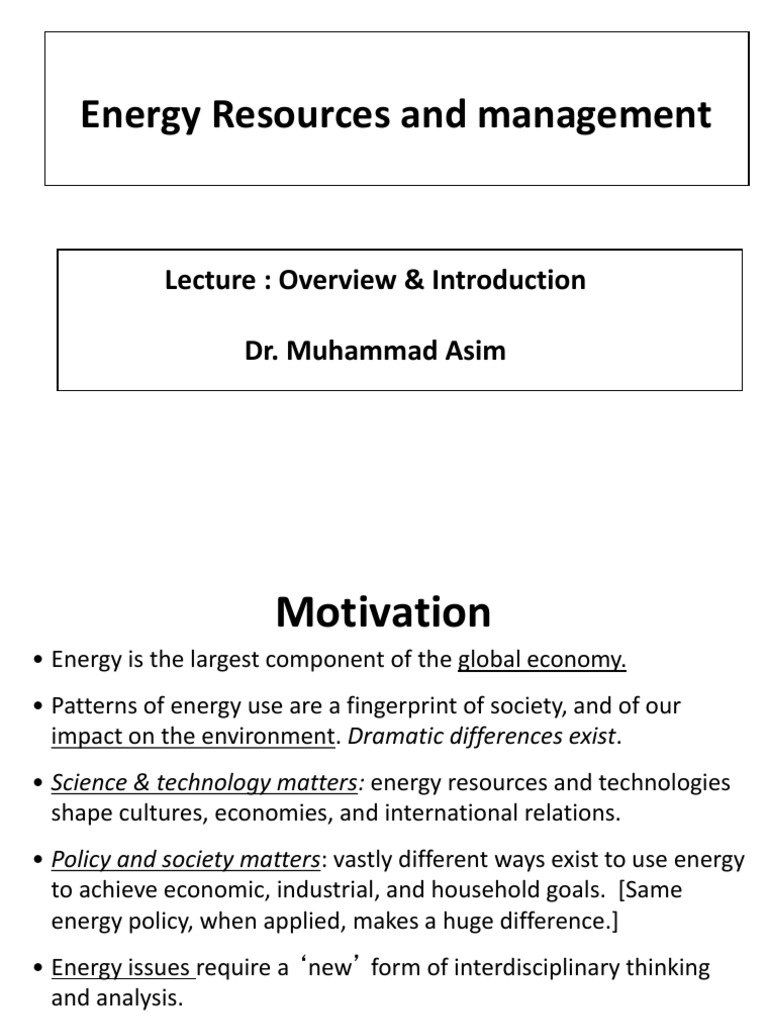 Energy Resources Management Overview | PDF | World Energy Consumption ...