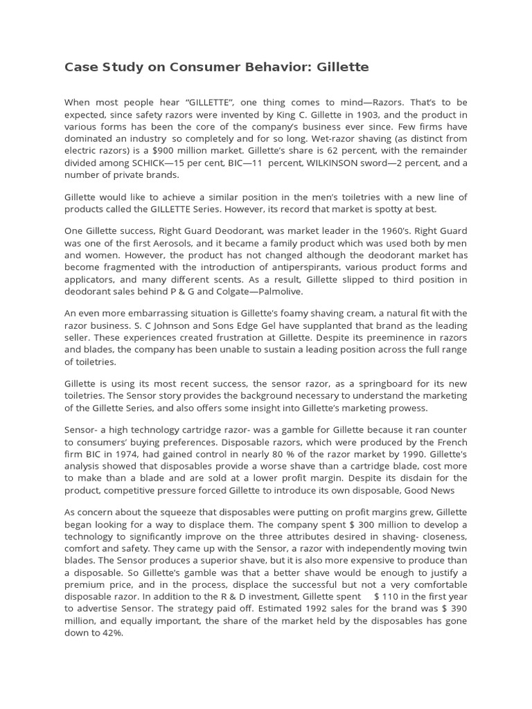 Case Study On Consumer Behavior | PDF | Razor | Shaving