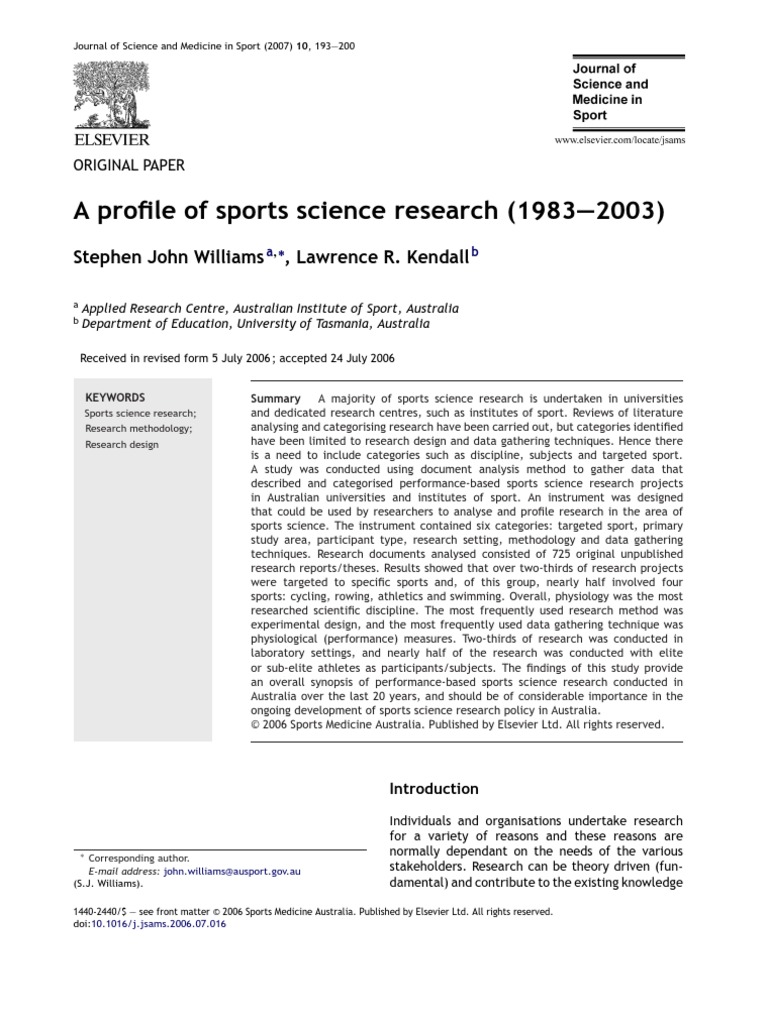 A Profile of Sports Science Research (1983-2003) | PDF | Qualitative ...