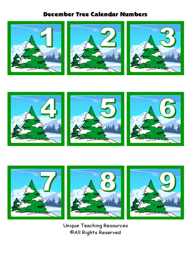 December Tree Calendar Numbers: Unique Teaching Resources ©all Rights ...