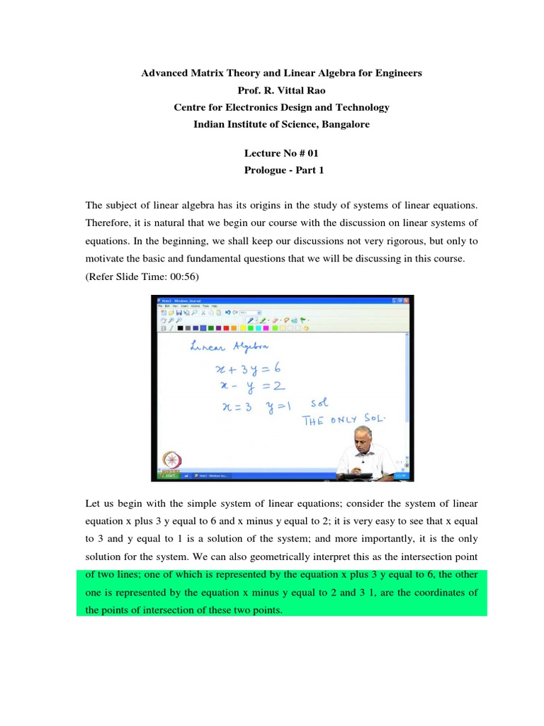 Lec 1 | PDF | Matrix (Mathematics) | Equations