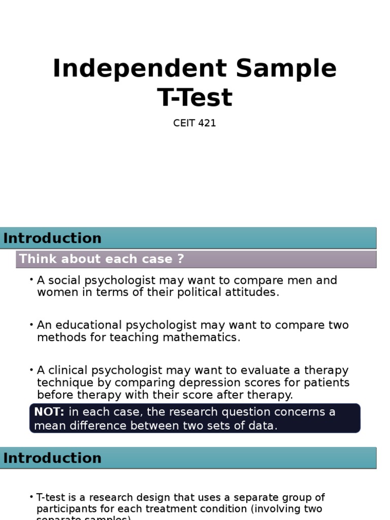 Independent Samples T-Test Overview | PDF | Student's T Test ...