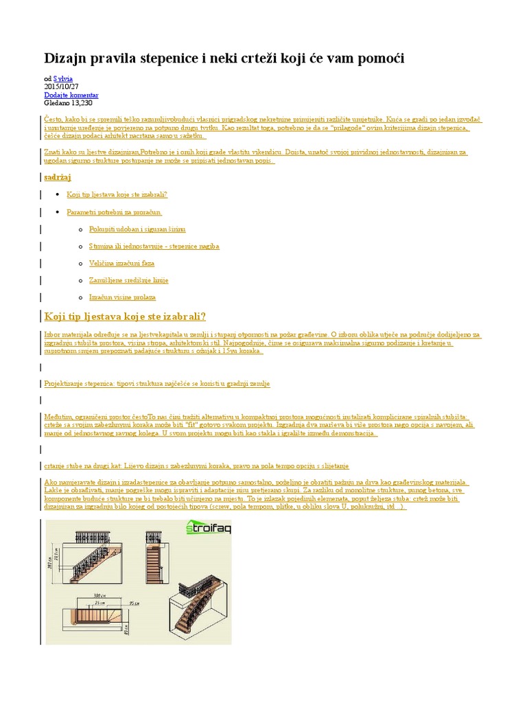 Dizajn Pravila Stepenice I Neki Crteži Koji Će Vam Pomoći | PDF