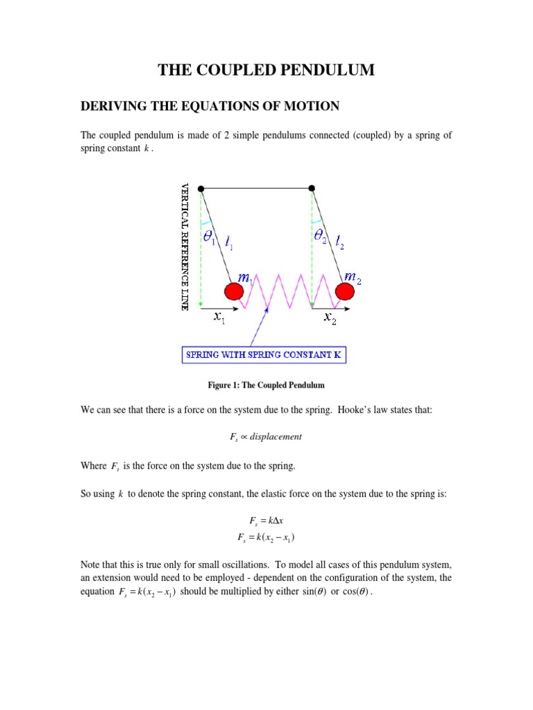 Coupled Pendulum PDF | PDF | Pendulum | Force