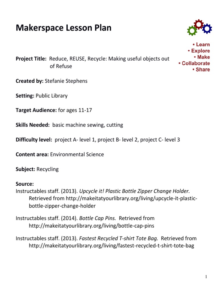 Makerspace Lesson Plan | PDF