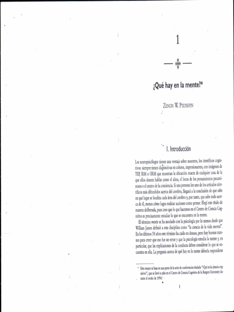 Pylyshyn, 2003 Qué Hay en La Mente PDF | PDF