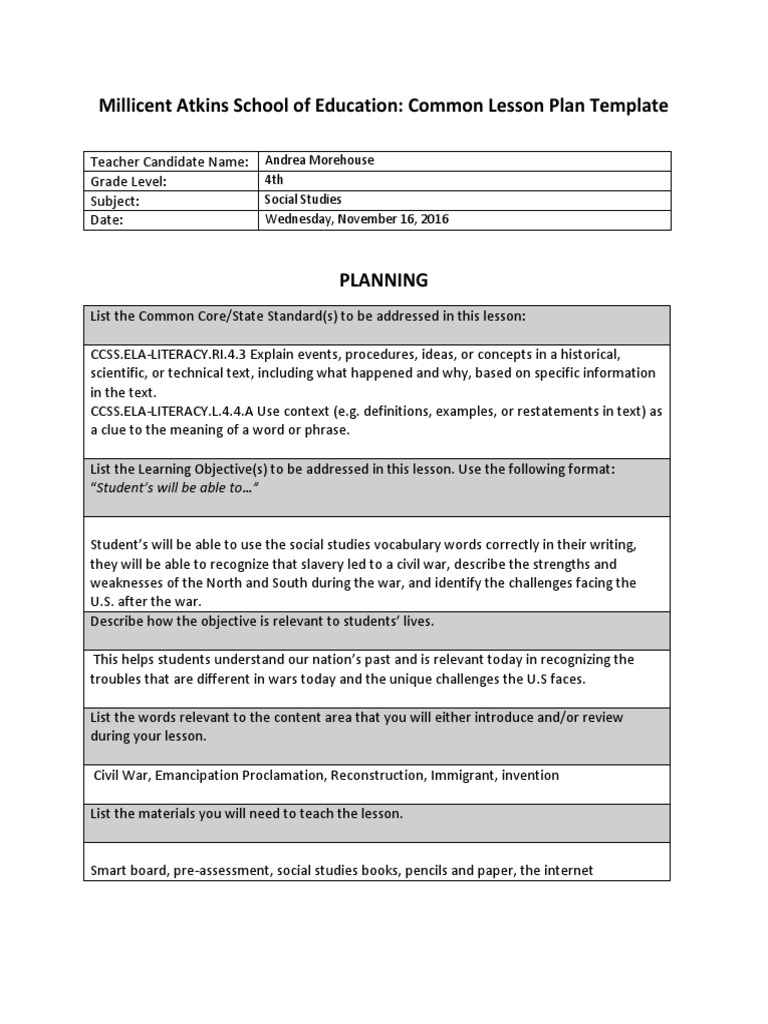 4th Grade Lesson 5 | PDF | American Civil War | Lesson Plan