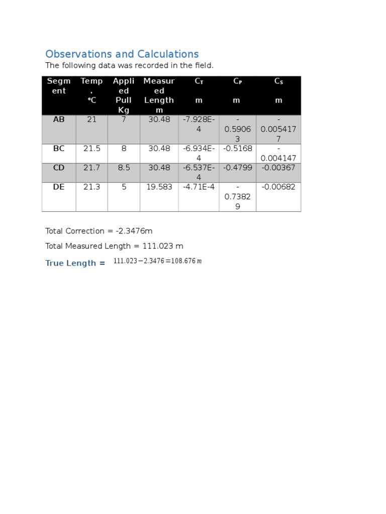 Observations and Calculations | PDF