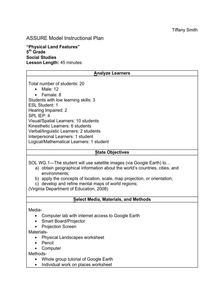 Assure Lesson Plan PDF | PDF | Lesson Plan | Cognition
