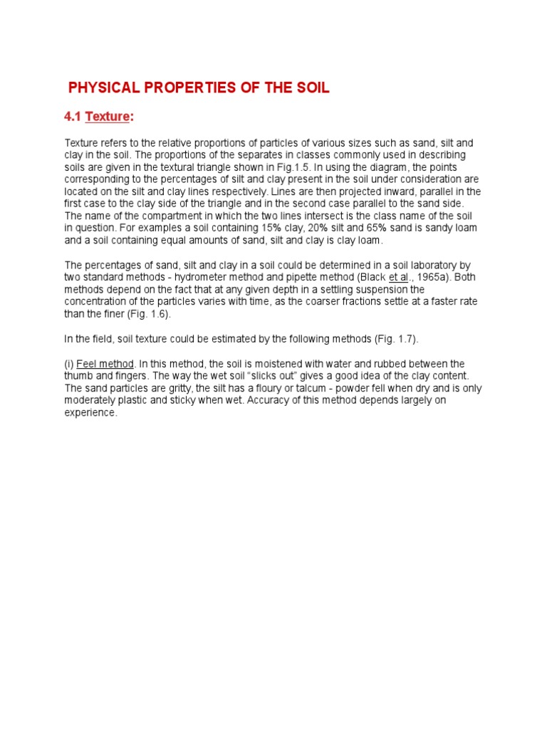 Physical Properties of The Soil | PDF | Soil | Loam