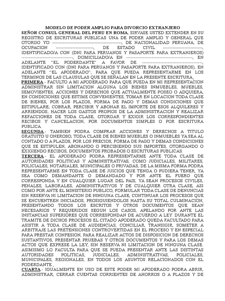 Modelo Minuta para Poder Amplio y General | PDF | Pagaré | Cheque