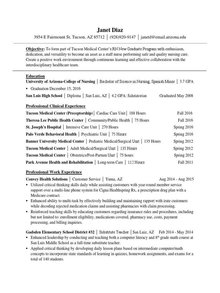 janet bsn resume | Hospital | Nursing