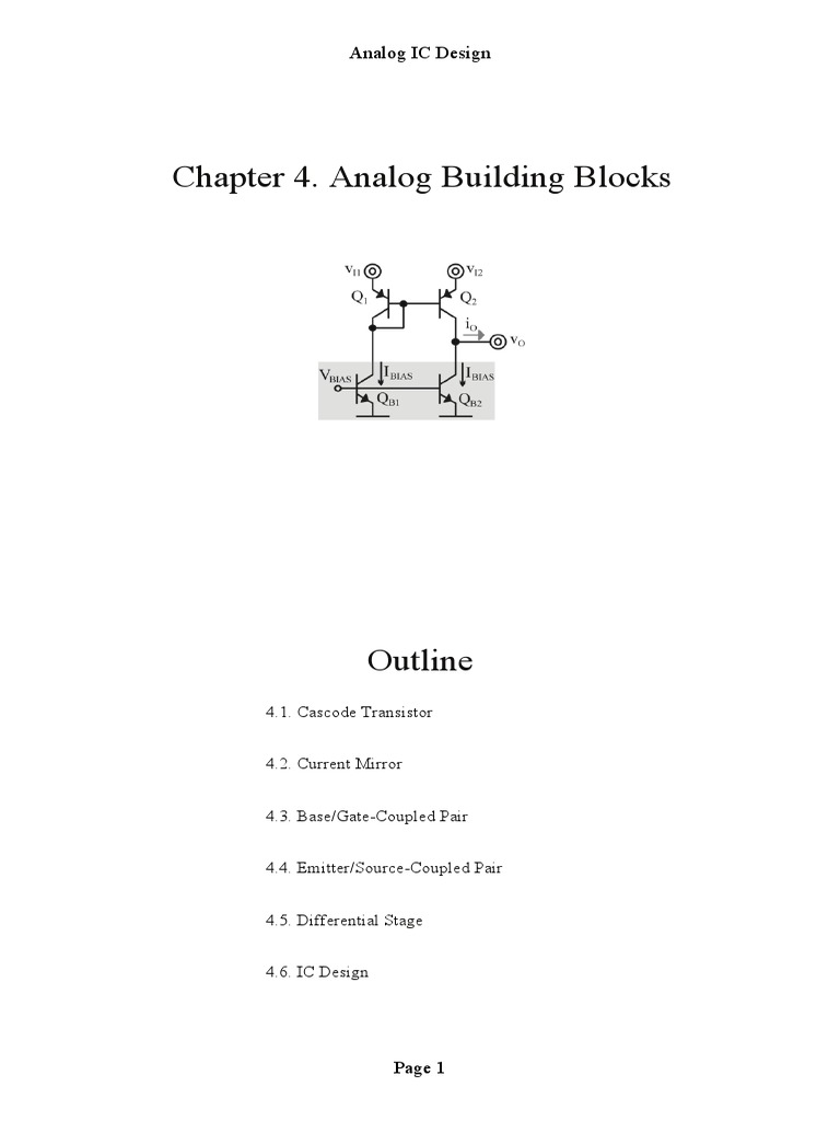 Chapter 4. Analog Building Blocks An Intuitive Approach (Analog IC ...