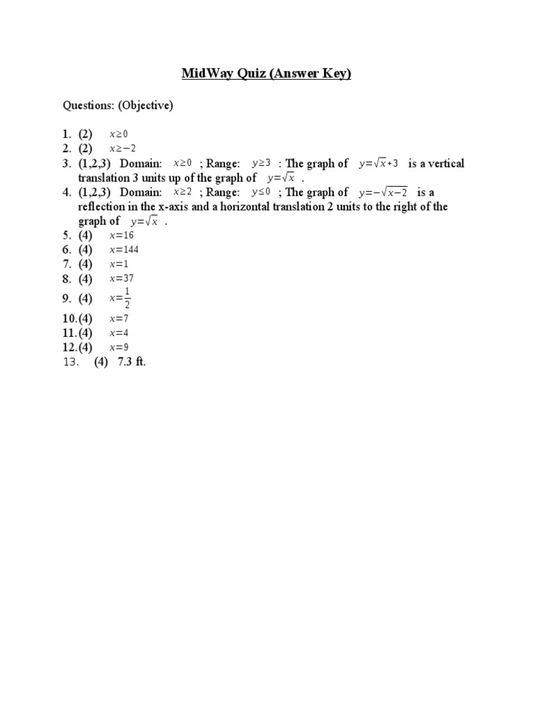 Midway Quiz Answer Key | PDF