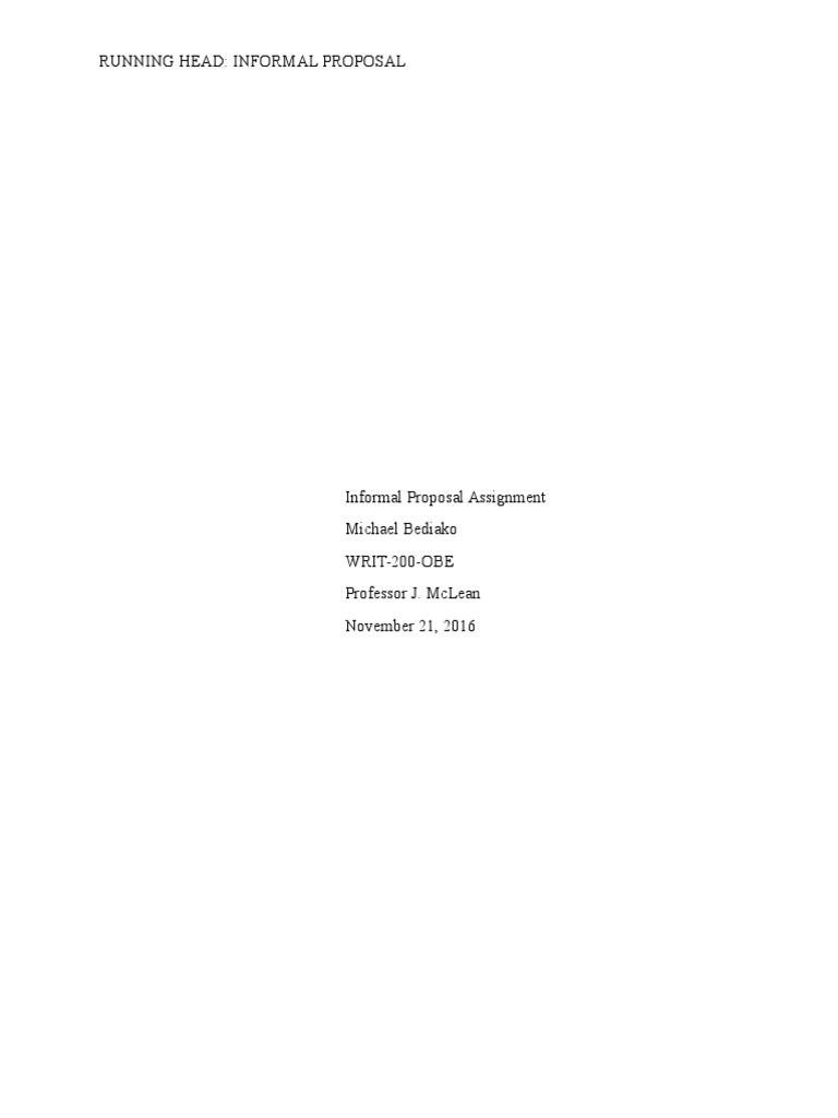 Informal Proposal Assignment | PDF | Telecommuting | Psychological Concepts