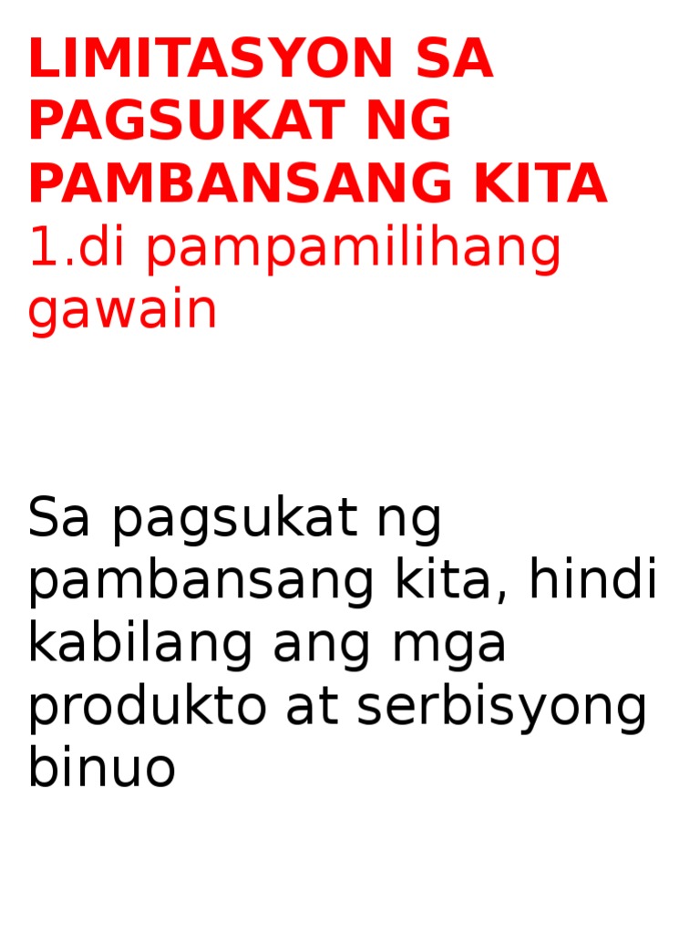 Limitasyon Sa Pagsukat NG Pambansang Kita | PDF